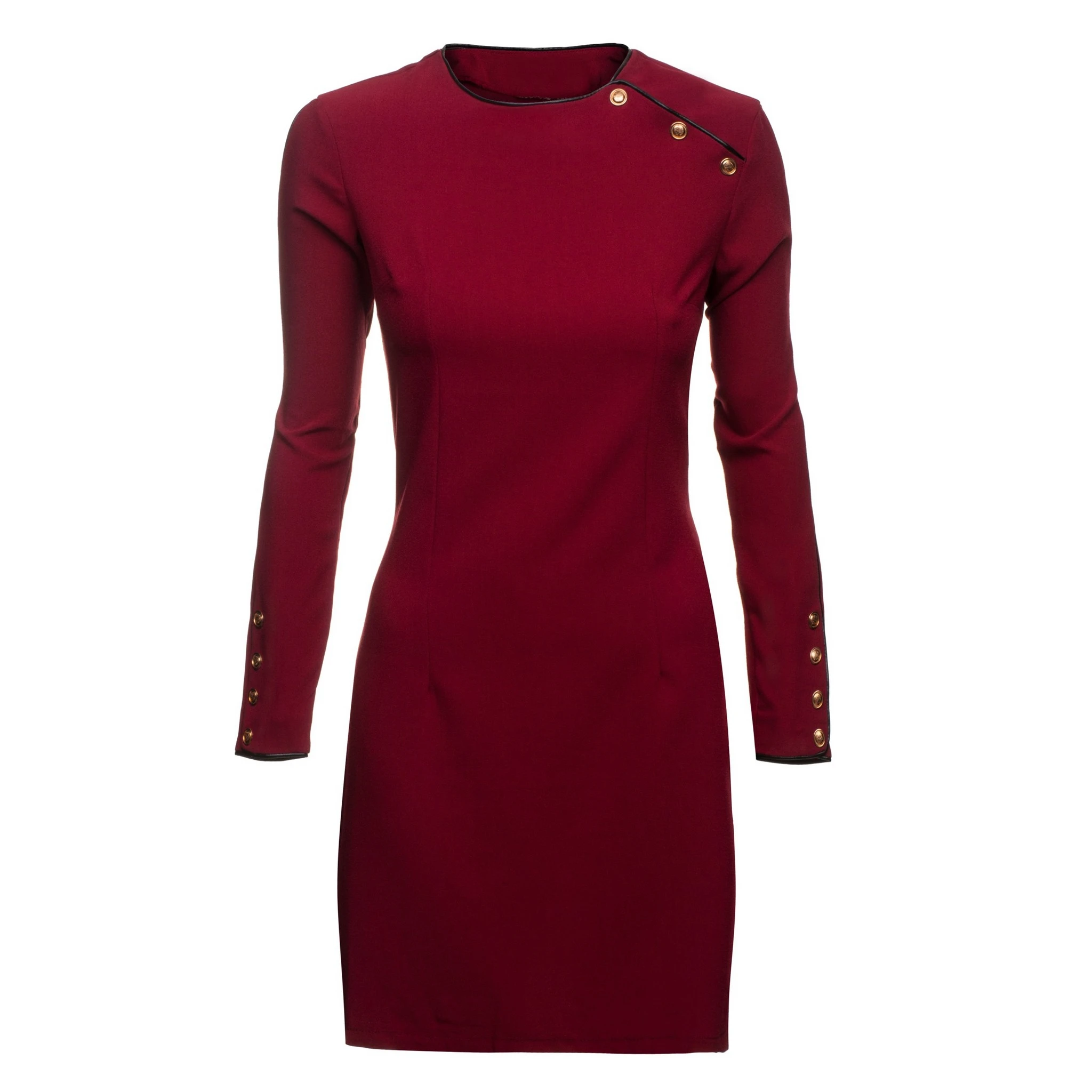 Long sleeve dress with metal snaps Integrity red | Altaïa